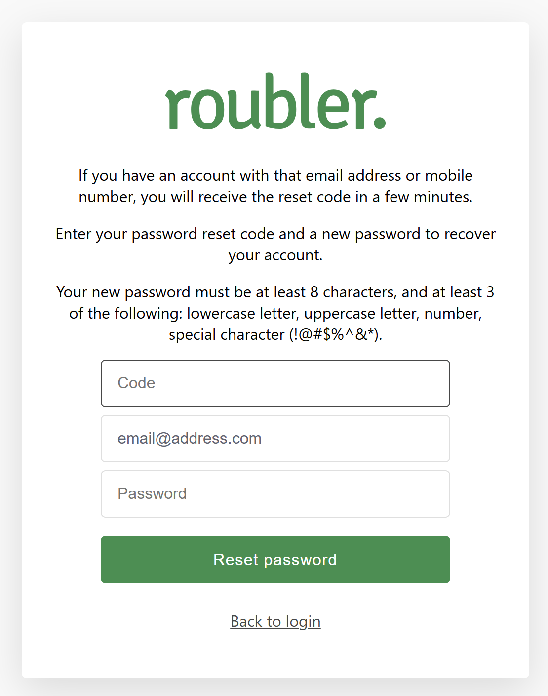 How to reset your Password – Roubler Implementations